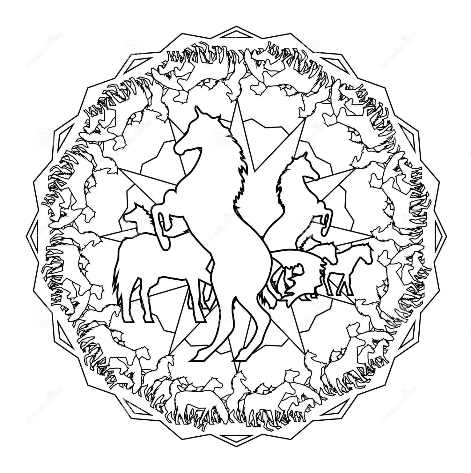 Mandalas de caballos para imprimir y colorear - Para-Imprimir.com